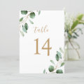 Elegant Gold Eucalyptus Greenery 5x7 Table Numbers | Zazzle