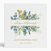 Elegant Gold Eucalyptus Greenery Wedding Binder | Zazzle