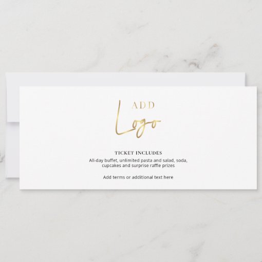 Elegant Gold Event Ticket Business Logo Admit One Invitation | Zazzle