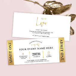 Elegant Gold Event Ticket Business Logo Admit One Invitation | Zazzle