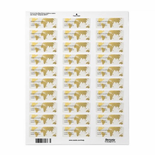 ELEGANT GOLD FAUX KRAFT WORLD MAP ADDRESS LABEL | Zazzle