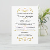Elegant Gold Filigree on White, Wedding Invitation | Zazzle