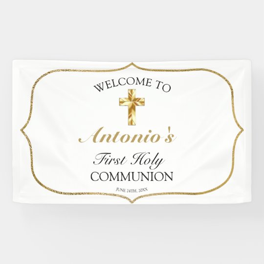 Elegant Gold First Holy Communion Welcome Banner | Zazzle.com