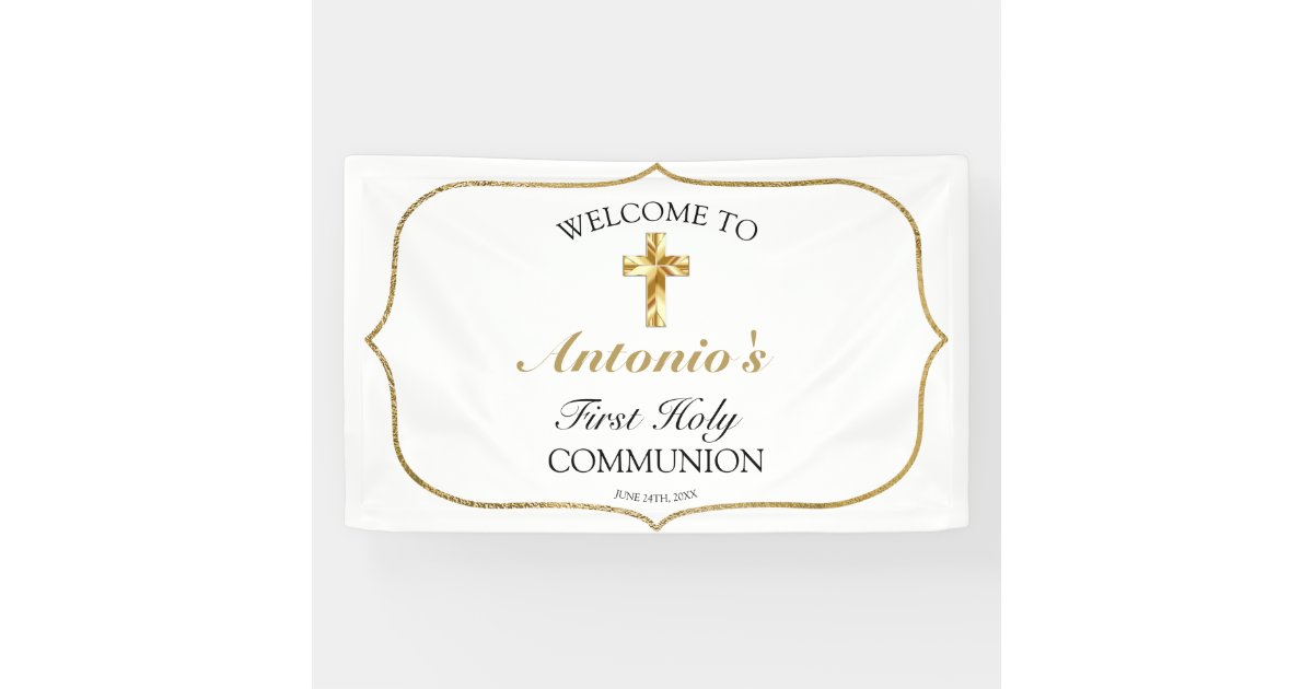 Elegant Gold First Holy Communion Welcome Banner | Zazzle
