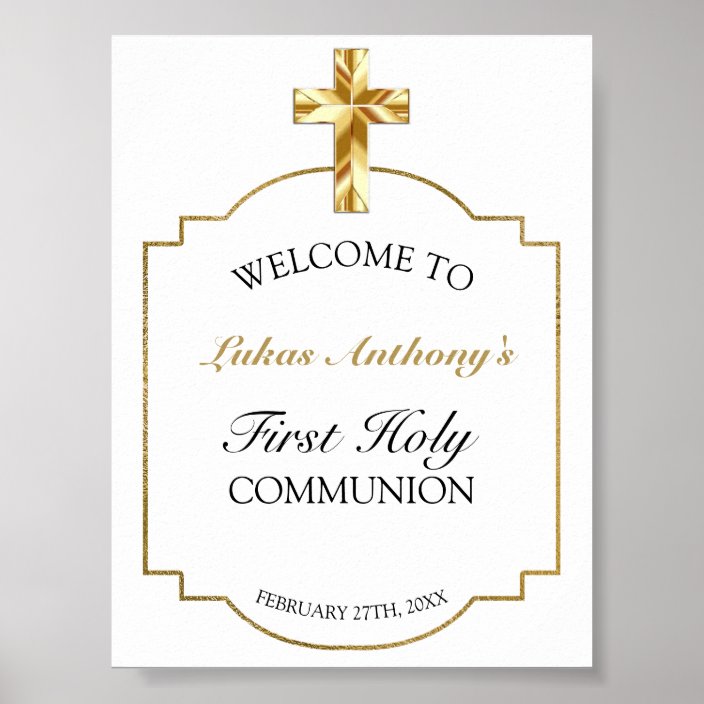 Elegant Gold First Holy Communion Welcome Sign | Zazzle.com