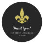 Elegant Gold Fleur de Lis for Wedding on Black Classic Round Sticker ...