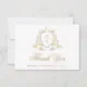 Elegant Gold Floral Crest Monogram Wedding Thank You Card | Zazzle