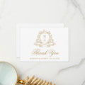 Elegant Gold Floral Crest Monogram Wedding Thank You Card | Zazzle