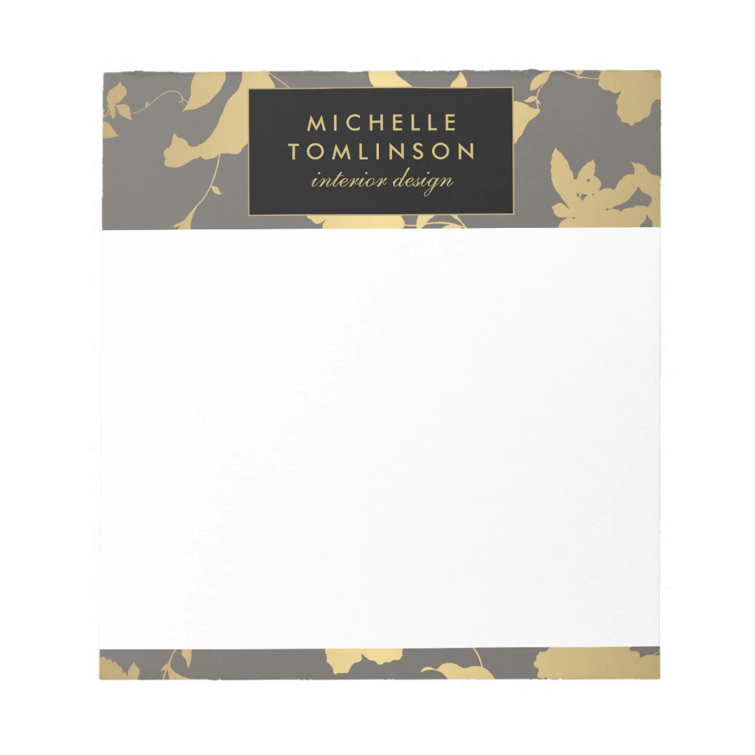 Elegant Gold Floral III Personalized Notepad | Zazzle