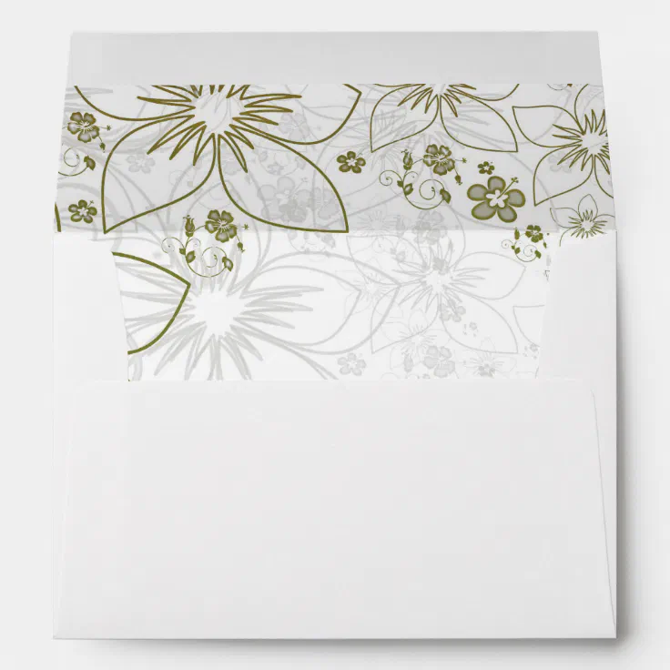 Elegant Gold Floral Lined Envelope | Zazzle