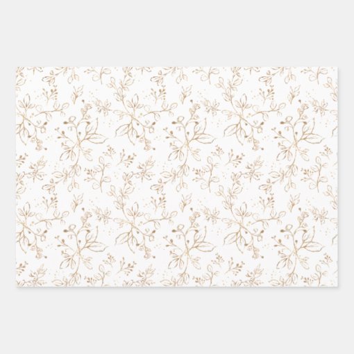 Elegant Gold Floral Pattern Wrapping Paper Sheets | Zazzle