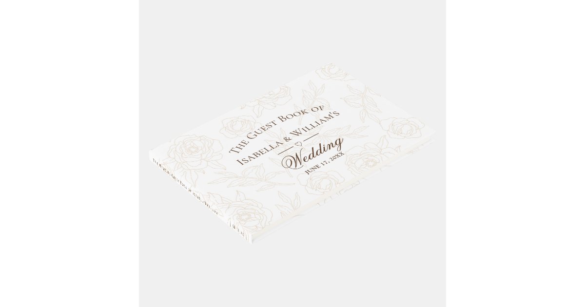 Elegant Gold Floral Wedding Guest Book Zazzle