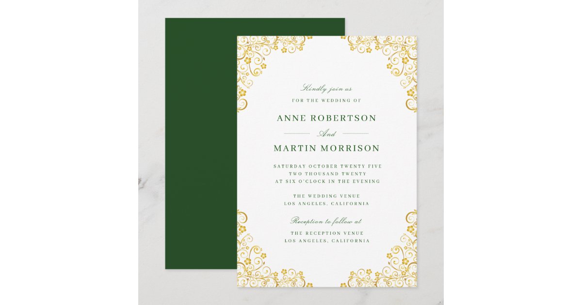 elegant gold floral wedding invitation | Zazzle