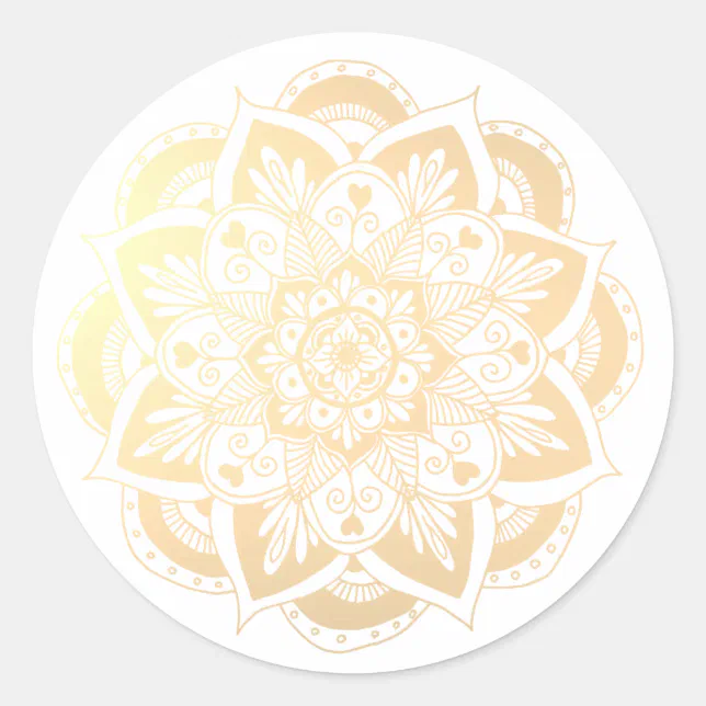 Elegant Gold Flower Mandala Sticker | Zazzle