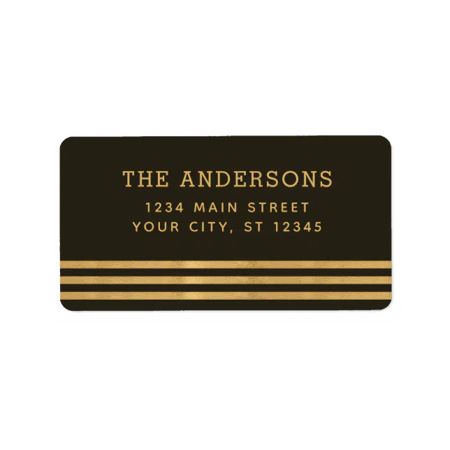 Elegant Gold Foil and Dark Brown Address Label | Zazzle