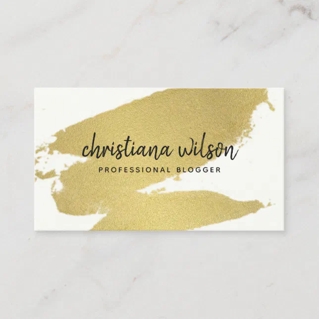 ELEGANT GOLD FOIL BLACK BRUSH STROKE CALLIGRAPHY BUSINESS CARD | Zazzle