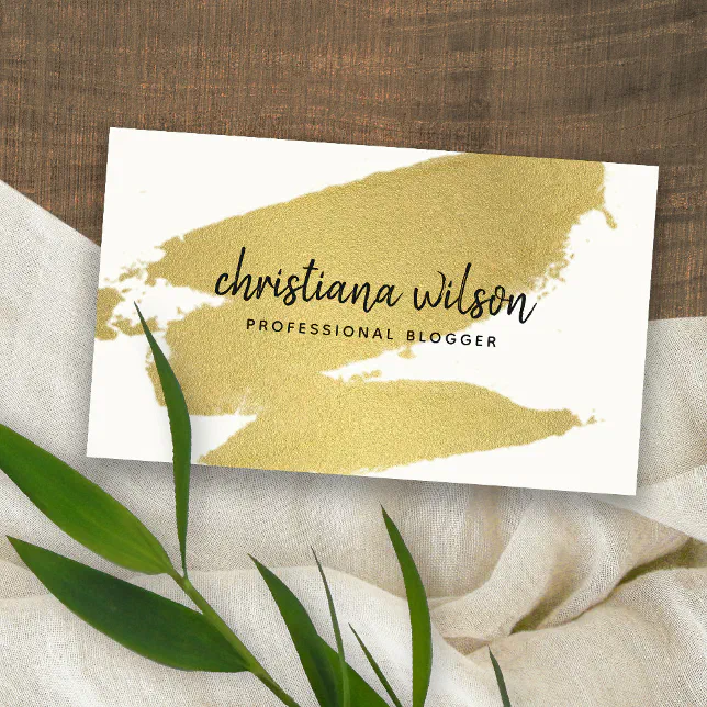ELEGANT GOLD FOIL BLACK BRUSH STROKE CALLIGRAPHY BUSINESS CARD | Zazzle
