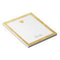 Elegant Gold Foil Border Heart Modern Script Notepad | Zazzle