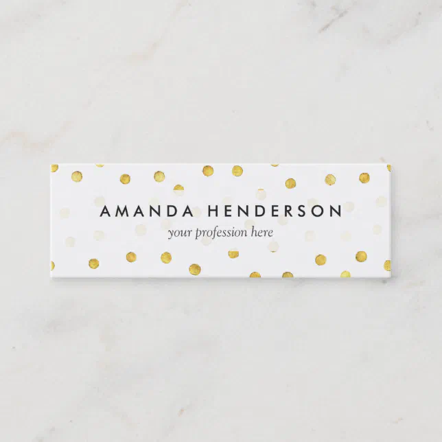 Elegant Gold Foil Confetti Dots Mini Business Card | Zazzle