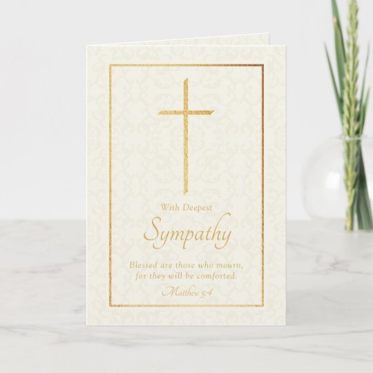 Elegant Gold Foil Cross Sympathy Card | Zazzle.com