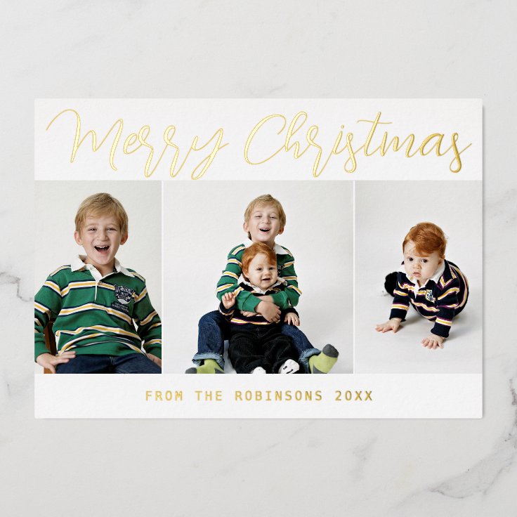 Elegant Gold Foil Merry Christmas Holiday Card | Zazzle
