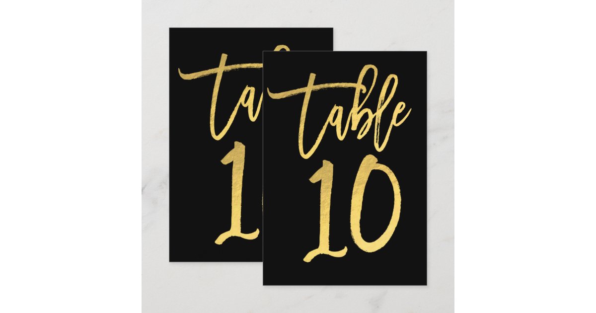 Elegant Gold Foil Modern Script Table Number 10 | Zazzle