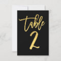 Elegant Gold Foil Modern Script Table Number 2 | Zazzle