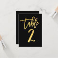 Elegant Gold Foil Modern Script Table Number 2 | Zazzle
