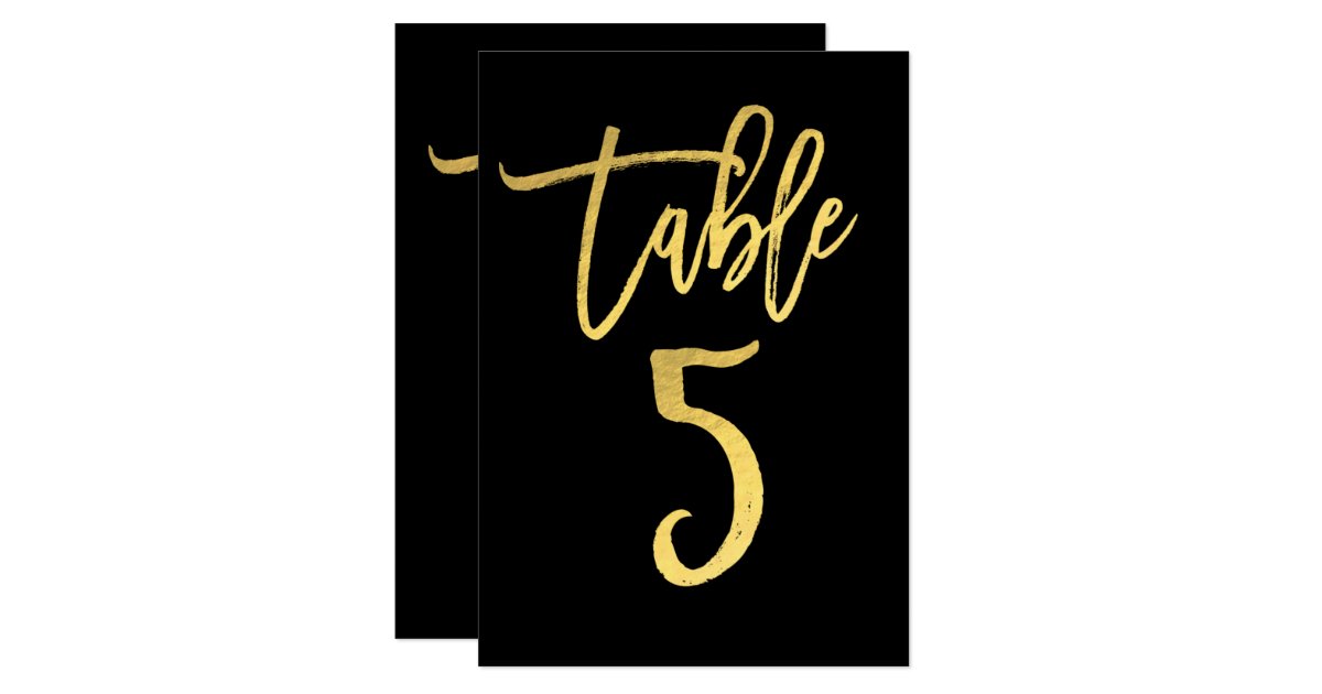 Elegant Gold Foil Modern Script Table Number 5 | Zazzle.com