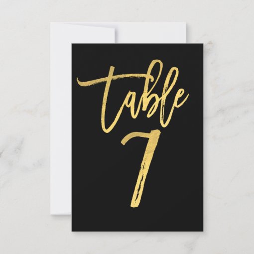 Elegant Gold Foil Modern Script Table Number 7 | Zazzle