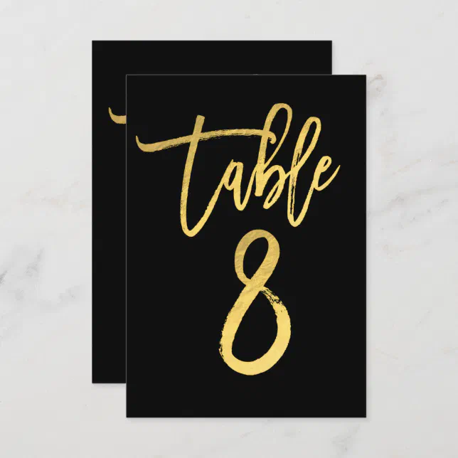 Elegant Gold Foil Modern Script Table Number 8 | Zazzle