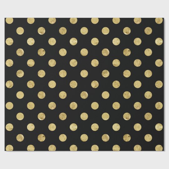 Elegant Gold Foil Polka Dot Pattern - Gold & Black Wrapping Paper ...