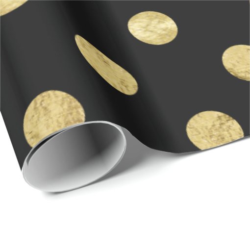 Elegant Gold Foil Polka Dot Pattern - Gold & Black Wrapping Paper | Zazzle