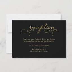 Elegant Gold Foil Script Wedding Reception Card | Zazzle