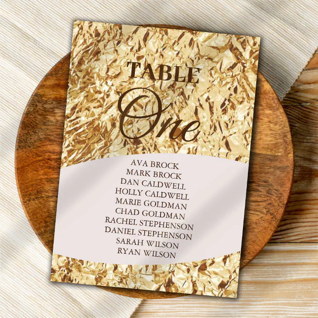 Elegant Gold Foil Table 1 One Seating Chart Invitation | Zazzle