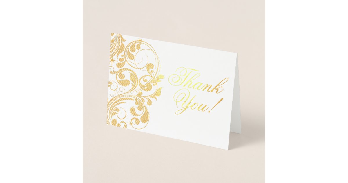 Elegant Gold Foil Thank You Card | Zazzle