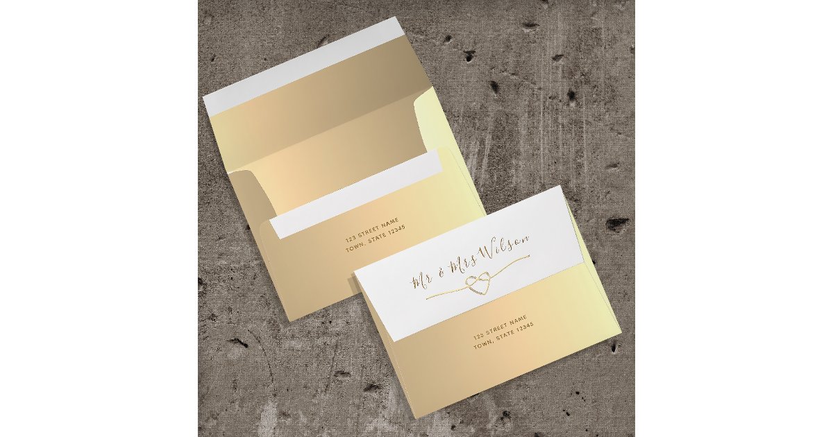 Elegant Gold Foil Wedding Envelope | Zazzle