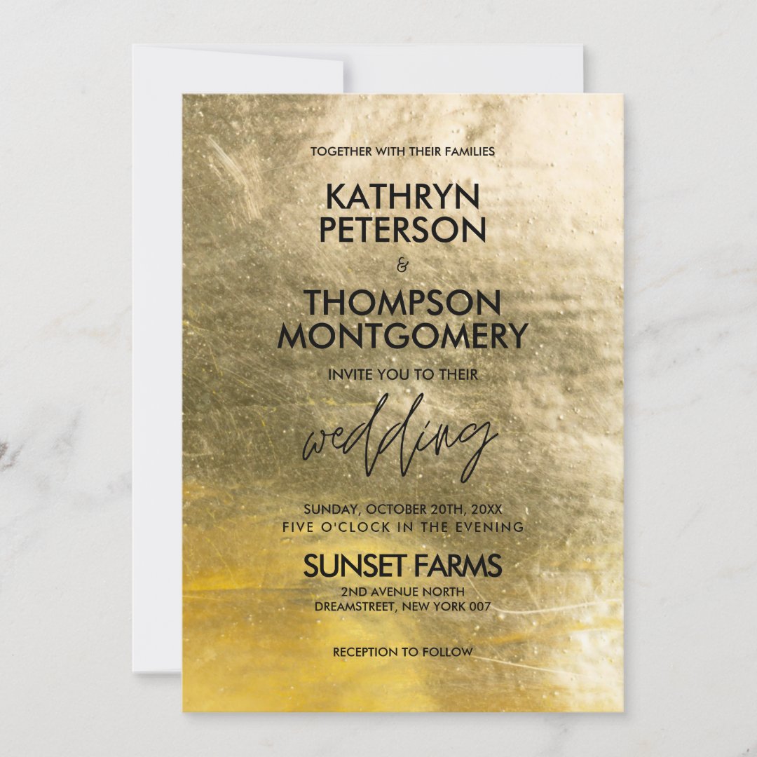 Elegant Gold Foil Wedding Invitation | Zazzle