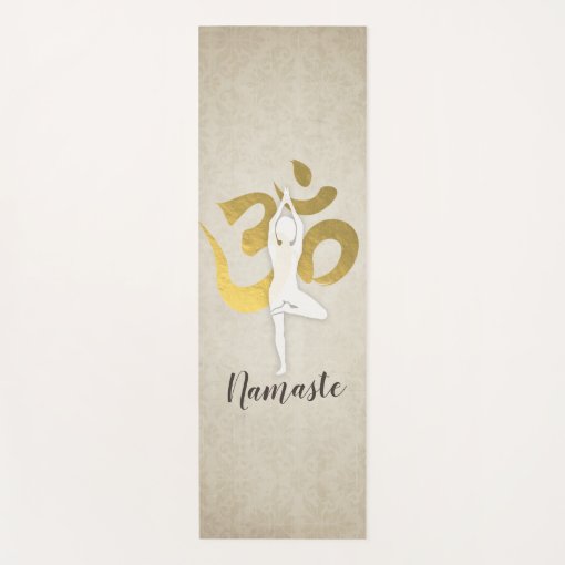 Elegant Gold Foil Yoga Meditation Pose Om Symbol Yoga Mat | Zazzle