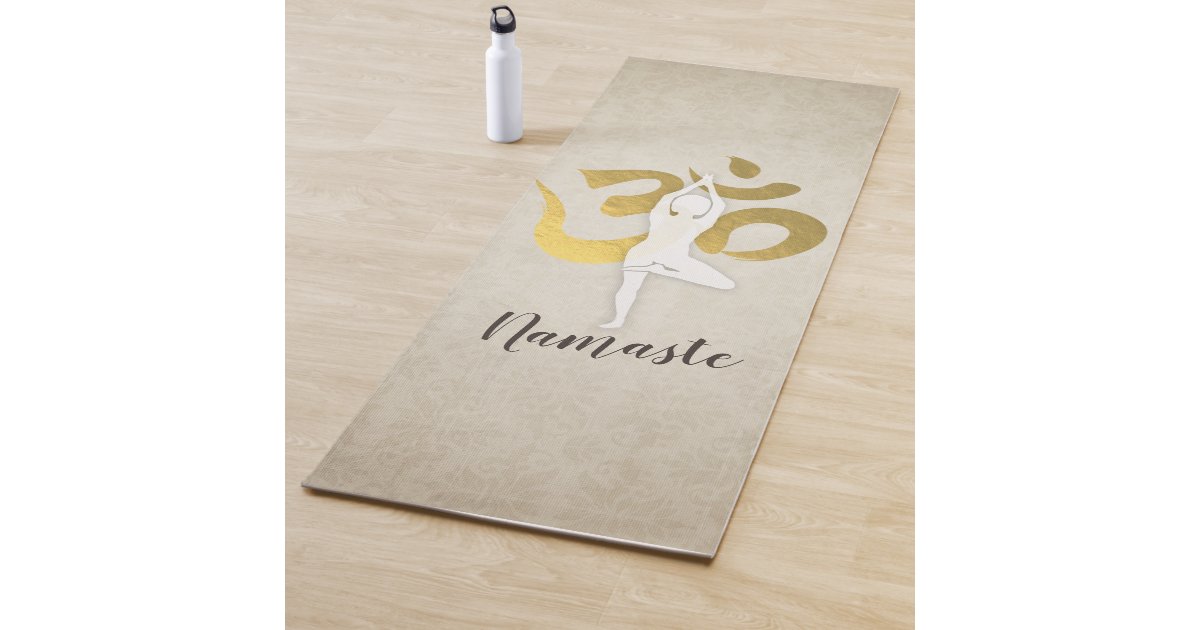 Elegant Gold Foil Yoga Meditation Pose Om Symbol Yoga Mat | Zazzle