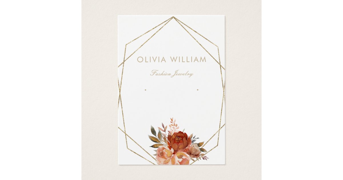 Elegant Gold Frame Black Earring Display Card | Zazzle