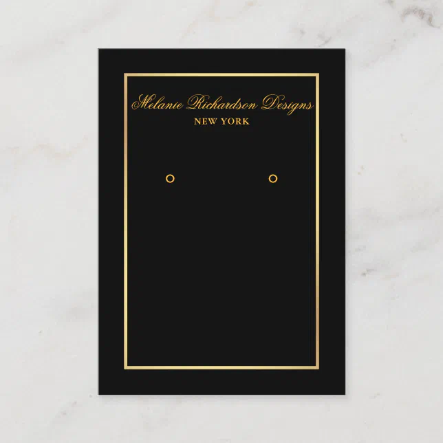 Elegant Gold Frame Black Earring Display Card | Zazzle