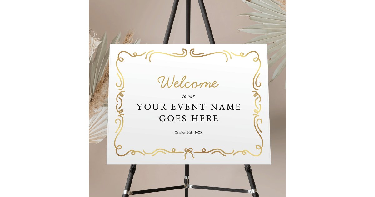 Elegant Gold Frame Business Event Welcome Sign | Zazzle