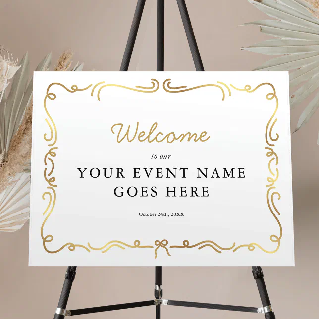 Elegant Gold Frame Business Event Welcome Sign | Zazzle