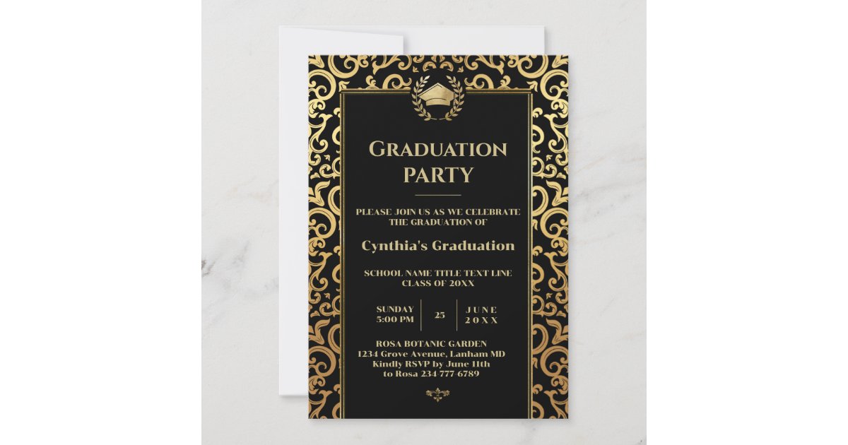 Elegant gold Frame Graduation Party Invitation | Zazzle