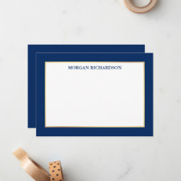 Elegant Gold Frame Navy Blue - Choose Size - Note Card | Zazzle