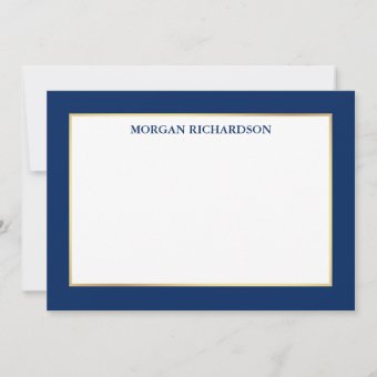 Elegant Gold Frame Navy Blue - Choose Size - Note Card | Zazzle