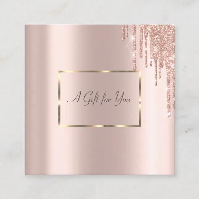 Elegant Gold Frame, Rose Gold Glitter Drips Discount Card | Zazzle