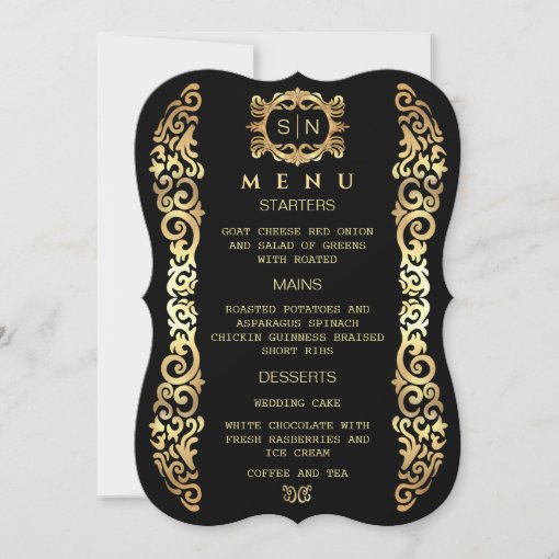 Elegant gold Frame Wedding Menu | Zazzle