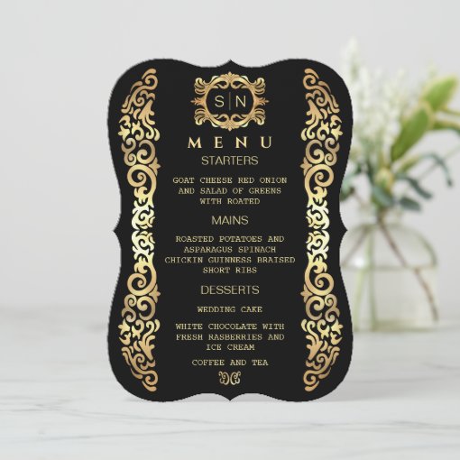 Elegant gold Frame Wedding Menu | Zazzle